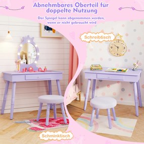 Costway 2v1 Princess toaletní stolek s odnímatelným zrcadlem