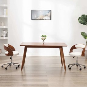 vidaXL Otočná jídelní židle ohýbané dřevo a textil [287422] Barva: Bílá