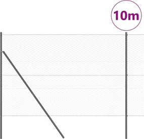 Hexagonální kotvení plotu 10 x 1,5 m Ocel potažená PVC Šedá 3352791