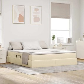 Postel s úložným prostorem a matrací Krémová 200 x 200 cm 3370359