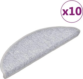 Schodové rohože 10 ks 56 x 17 x 3 cm světle šedé, půlkulaté 149741