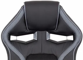 Kancelářská židle černo šedá MESH, houpací, kříž černý, KA-G406 GREY
