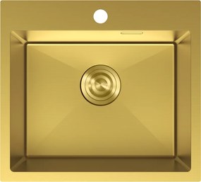 Mexen Solix, 1-komorový nerezový dřez 500 x 450 mm, broušená zlatá, 6402501000-55