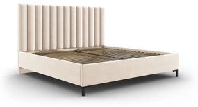 Béžová čalouněná dvoulůžková postel s úložným prostorem s roštem 160x200 cm Casey – Mazzini Beds