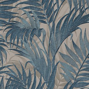 Luxusní šedo-modrá vliesová tapeta palmové listy GR322108, Grace, Design ID