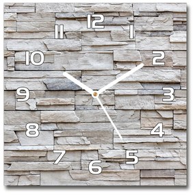 Wallmuralia Skleněné hodiny na stěnu Kamenná stěna 30x30 cm