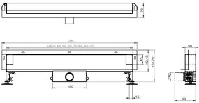BPS-koupelny Nástěnný odtokový žlab 2in1 DL09 90 cm, černý