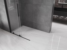 Mexen Velar, posuvné dveře do otvoru typ Walk-In 85 cm, 8mm čiré sklo, černá matná, 871-085-000-03-70