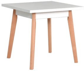 Jídelní stůl OSLO 1 deska stolu ořech, podstava stolu bílá, nohy stolu ořech