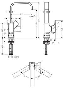 Hansgrohe Metropol - Páková umyvadlová baterie 230 s plnou pákou a odtokovou soupravou Push-Open, matná černá 32511670