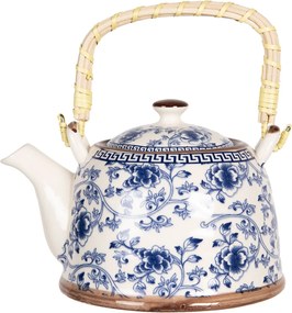 Porcelánová konvička na čaj s modrými květy - 18*14*12 cm / 0,8L