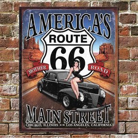 Plechová cedule Route 66 - America's Main Street 40 cm x 32 cm