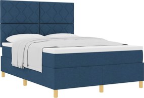 Postel s boxspringem s matrací s čelo Modrá 160 x 200 cm textil 3339713