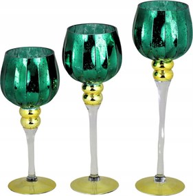 Sada 3 Zeleno-zlatých Kalichů 30/35/40 CM