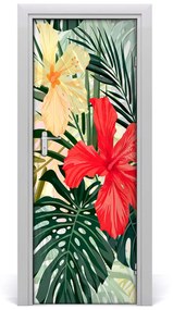 Samolepící fototapeta na dveře havajské květiny 85x205 cm