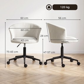 HOMCOM kancelářská židle s širokým sedákem, krémově bílá