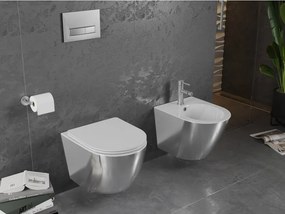 Mexen Lena wc mísa bezokrajová s pomalu spouštěným slim sedátkem, duroplast, bílá/stříbrná - 30224004