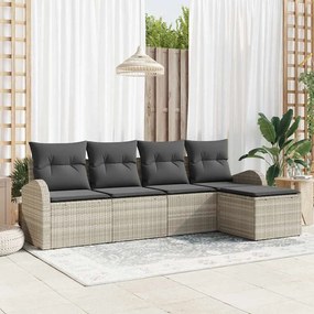 Set pohovek 5 ks Světle šedá polyratan 3354671