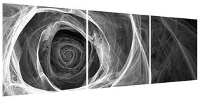 Černobílý obraz abstraktní růže (150x50 cm)