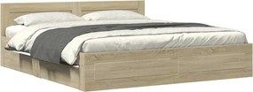 Rám postele s čelem dub sonoma 200 x 200 cm kompozitní dřevo 3295536