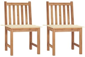 Zahradní židle 2 ks s poduškami masivní teakové dřevo,  3062918
