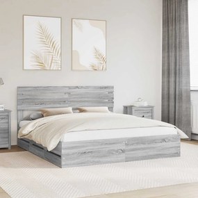 Rám postele s čelo Šedá Sonoma 200 x 200 cm Inženýrské dřevo 3411483