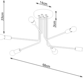 Stropní svítidlo Norah 6, černé tělo svítidla