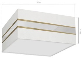 Stropní svítidlo Ultimo Square, 1x bílé/zlaté textilní stínítko, (bílé plexisklo), (40 cm)