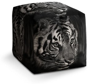 Sablio Taburet Cube Černobílý tygr: 40x40x40 cm