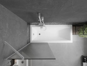 Mexen Next, vanová zástěna 1-křídlová 70 x 150 cm, fixní křídlo, 6 mm sklo s pruhy, bílý profil, 895-070-000-00-09-20