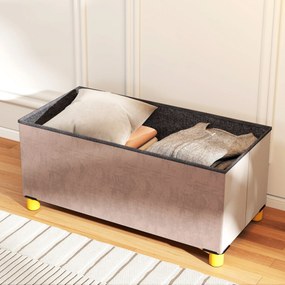 HOMCOM Úložná lavice, na konci postele, skládací, 76 x 38 cm, objem 67 L, nosnost 120 kg, s víkem, do ložnice, chodby, obývacího pokoje, růžová