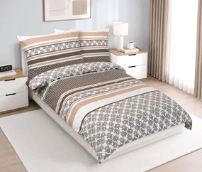 Bellatex Flanelové povlečení 140x220 cm, 70x90 cm Ornament Hnědá,Béžová