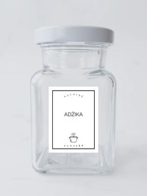 Samolepka na kořenky ADŽIKA bílá 3 × 4 cm základní písmo