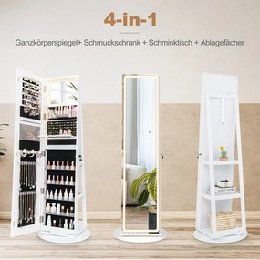 Costway Šperkovnice se zrcadlem Šperkovnice zrcadlová – 54,5 × 54,5 × 160 cm