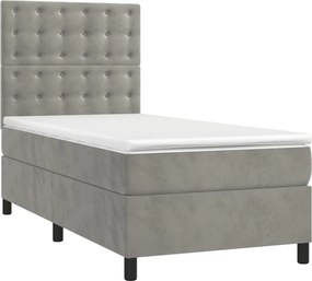 Box spring postel s matrací světle šedá 90x190 cm samet 3143235