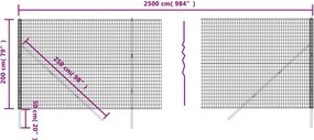 Drátěný plot antracitový 2 x 25 m pozinkovaná ocel 154206