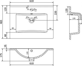 Mexen ATENA UMYVADLO, 60x46 CM, BÍLÁ, 25016000