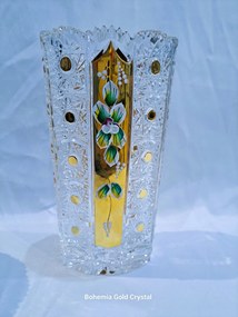 Váza plochá se zlatem a smaltem 23 cm