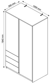 Šatní skříň Carlos, dub sonoma, 100 cm