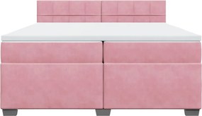 Box spring postel s matrací růžová 200x200 cm samet 3286407