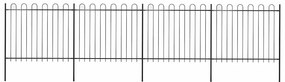 Zahradní plot s obloukem nahoře ocelový 671 x 150 cm černý 277677