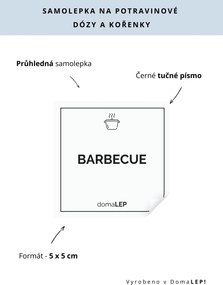 Samolepka na kořenky BARBECUE průhledná 5 × 5 cm tučné písmo
