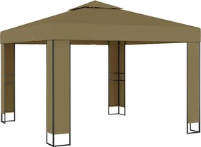 Altán s dvojitou střechou 3 x 3 x 2,7 m taupe 180 g/m² 312218