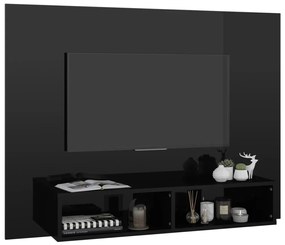 vidaXL Nástěnná TV skříňka černá vysoký lesk 120x23,5x90cm dřevotříska