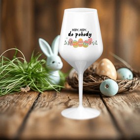 HODY, HODY, DO POHODY - bílá nerozbitná sklenice na víno 470 ml