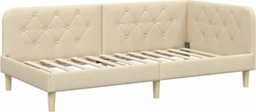 Rohový rám postele Krémová 100 x 200 cm textil 3394131