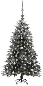 Umělý vánoční stromek LED a sada koulí zasněžený 180cm PVC a PE,  3077929 HangarStore.cz