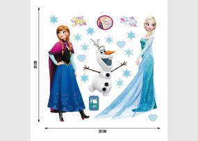 Dětská samolepka na zeď Ledové Království Elsa, Anna A Olaf, Disney | 30 x 30 cm | DDKS 1095