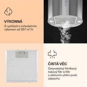 Klarstein Barella, digestoř, 35 cm, ostrůvková, 519 m³/h, LED, stříbrná