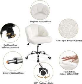 Kancelářská židle Yaheetech – sněhově bílá, polyester (267310100420)